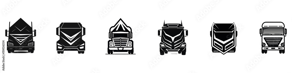 Collection of Trailer Cargo Semitruck Front Logos Vector on Transparent ...