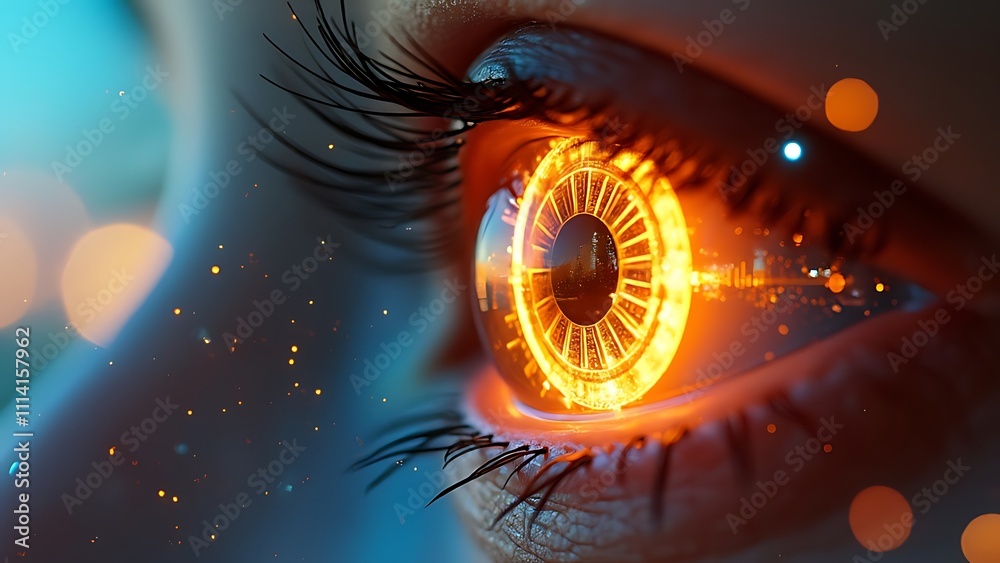 Cyberpunk Glowing Eye with Futuristic Circuitry Design, Hyper-Realistic ...