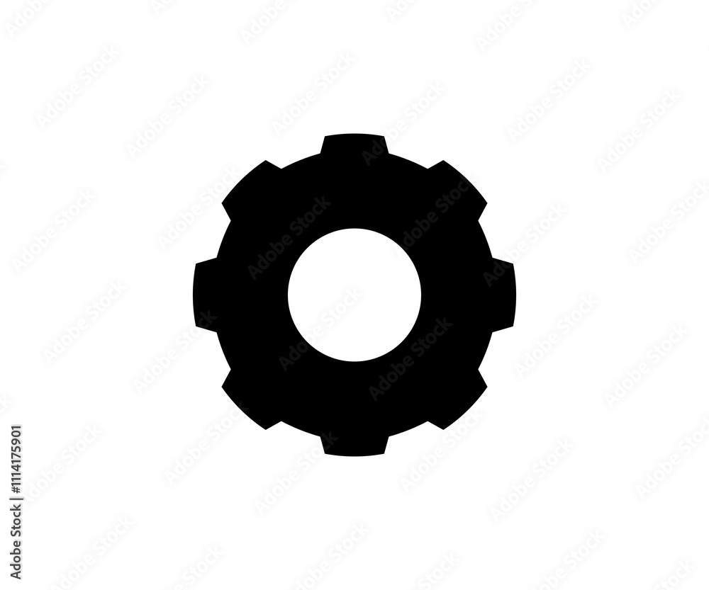 Gear black mechanism and cog wheel icon. Gear setting button vector ...