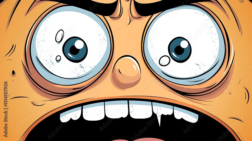 A cartoon face with puffed cheeks, trembling mouth, and wide-open eyes ...