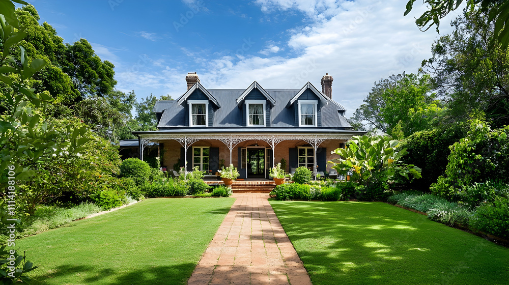 Romantic French Provincial Chateau with Mansard Roof and Formal Gardens ...