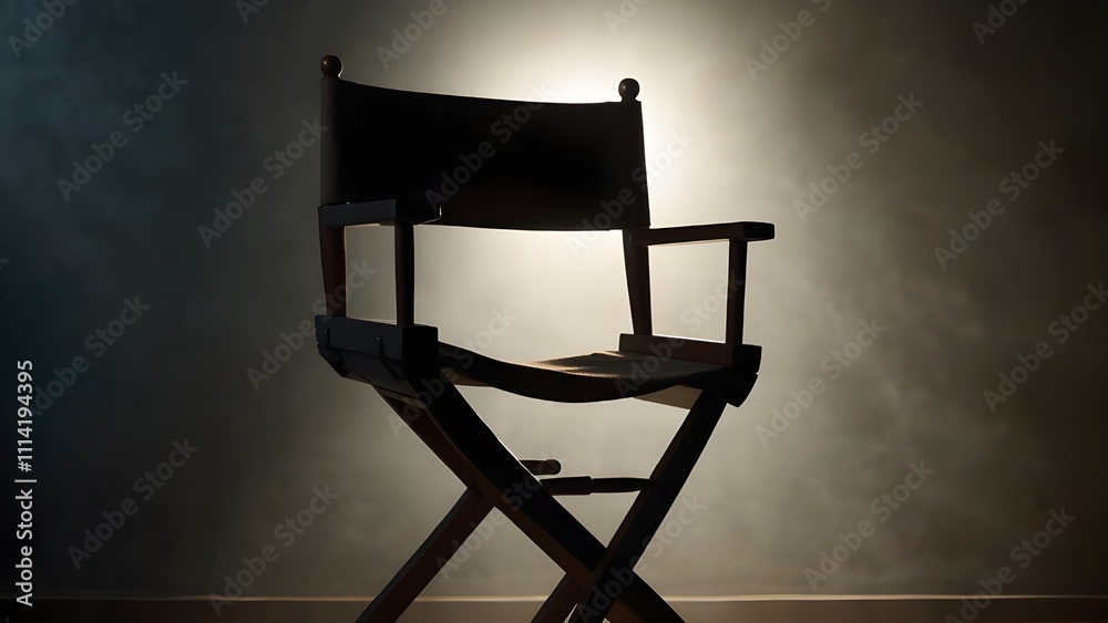 There is a backlight shining on the director's chair. A chair is free ...