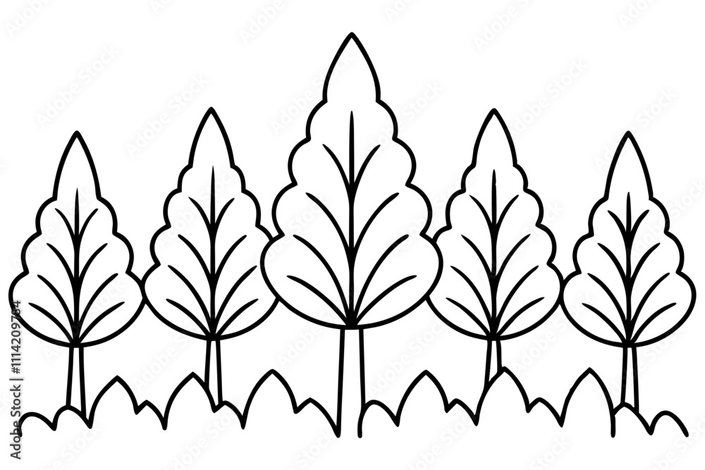 Simple Forest Flourish Line Art Vector could be rewritten as Stock ...