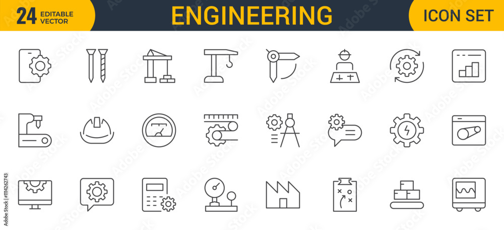 Engineering Icon Set: Precision-crafted icons for mechanical, civil ...