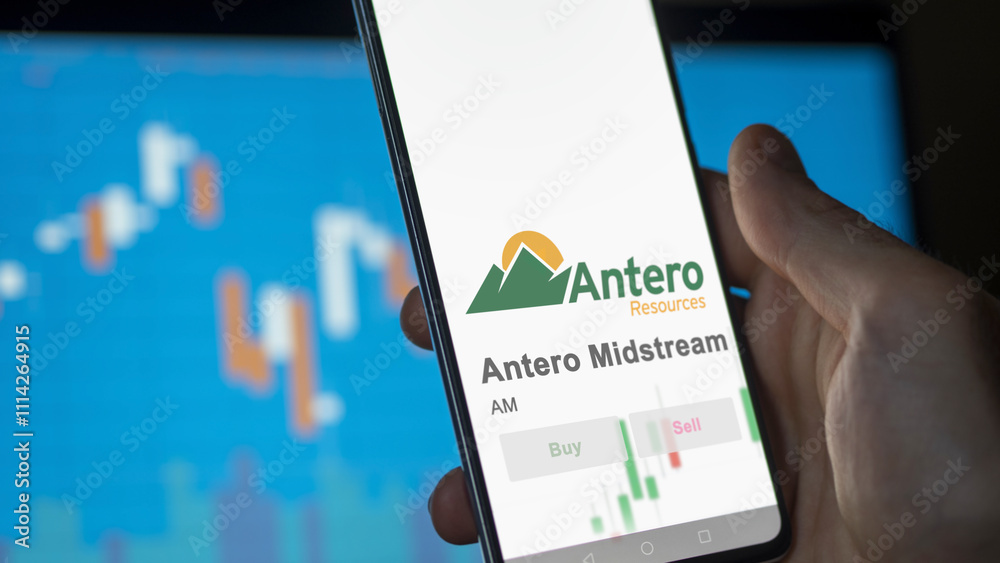 March 26th 2024, logo of Antero Midstream on a white wall in a hall ...