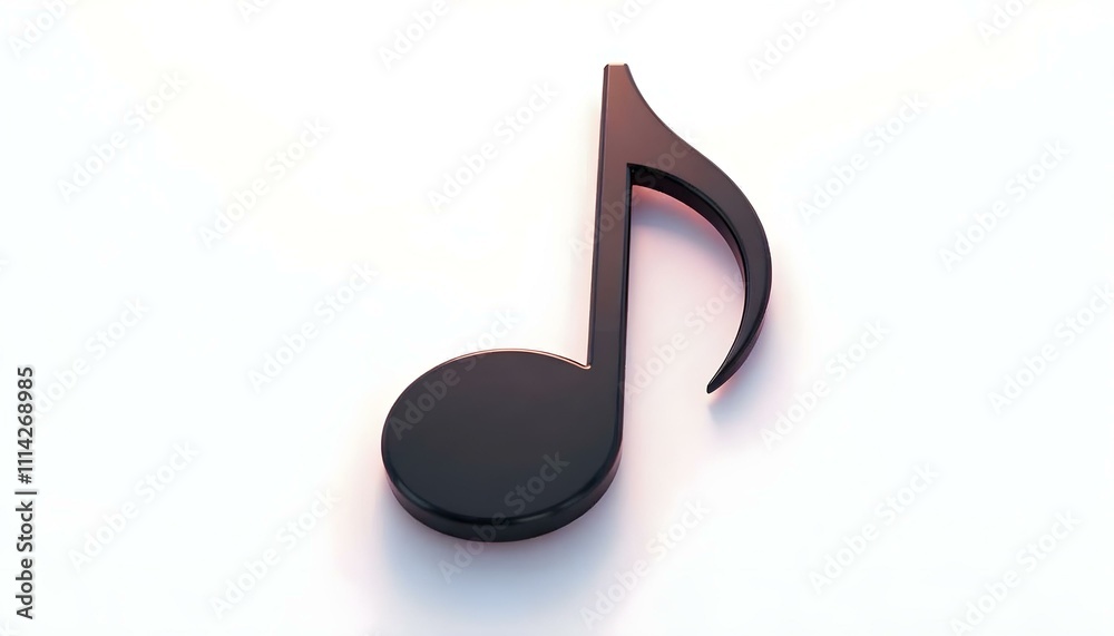 black music note 3D render on a white background with a slight rotation ...
