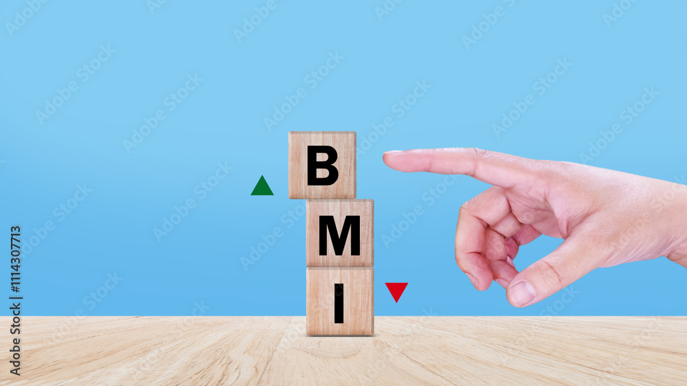 BMI big mac index symbol, Concept words BMI big mac index on wooden ...