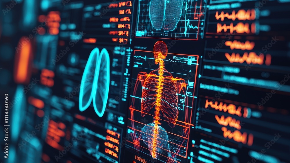 Health warning reporting concept. Digital medical data visualizations ...