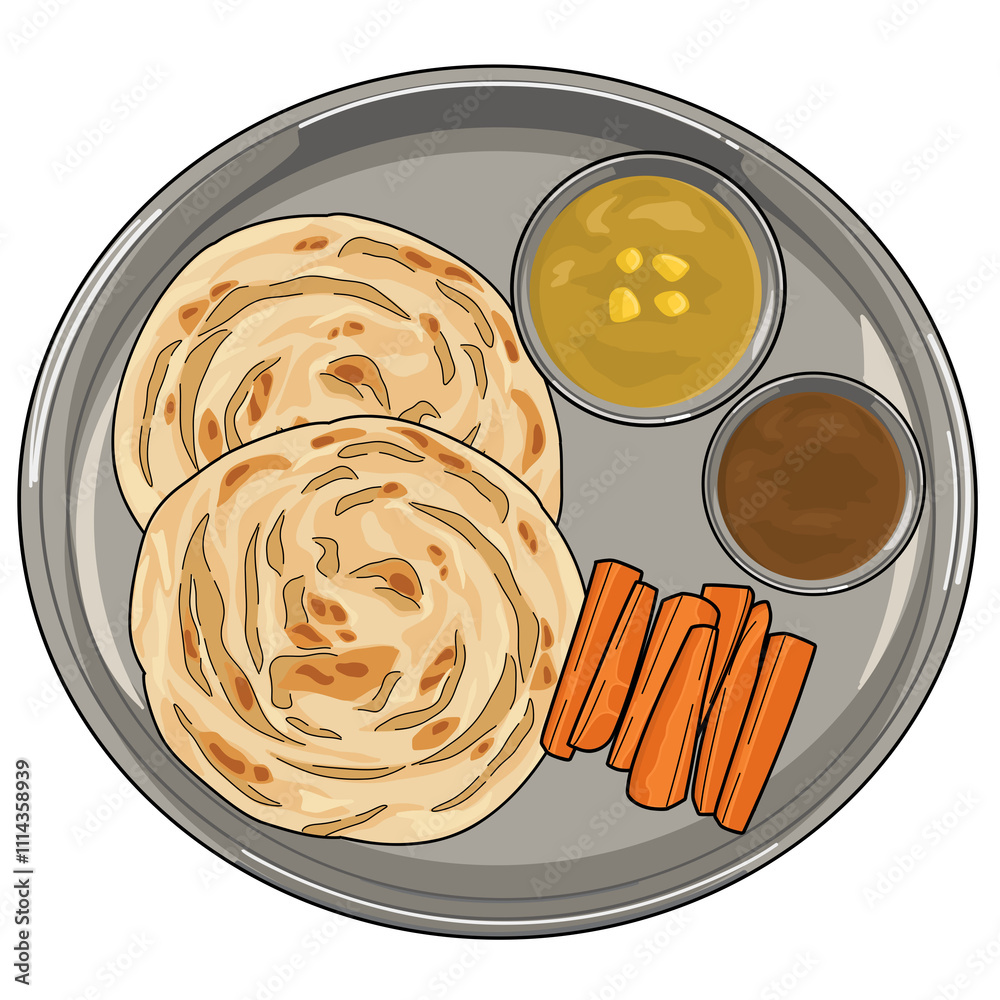 Roti canai or paratha indian traditional food, chapati, flat bread ...