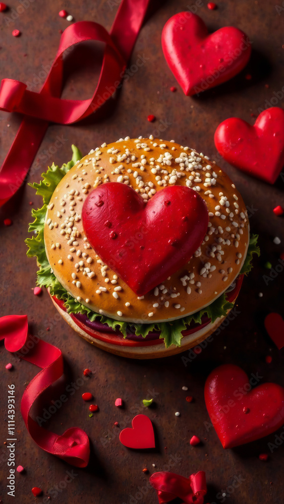 vertical layout of a fast food restaurant for Valentine's Day with a ...