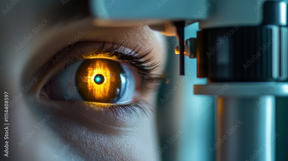 Futuristic close-up of an eye scan during a medical checkup ...