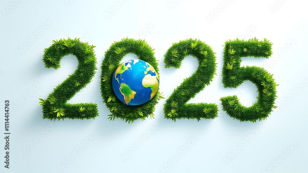 New Year 2025 green recycling and save our planet and earth environment ...
