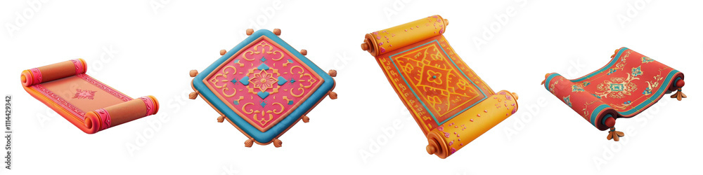 3d render magic carpet isolated on transparent background Cartoon ...