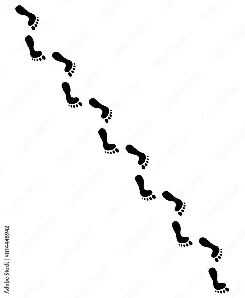 Human foot print walk vector. Two feet of single woman icon. Footsteps ...