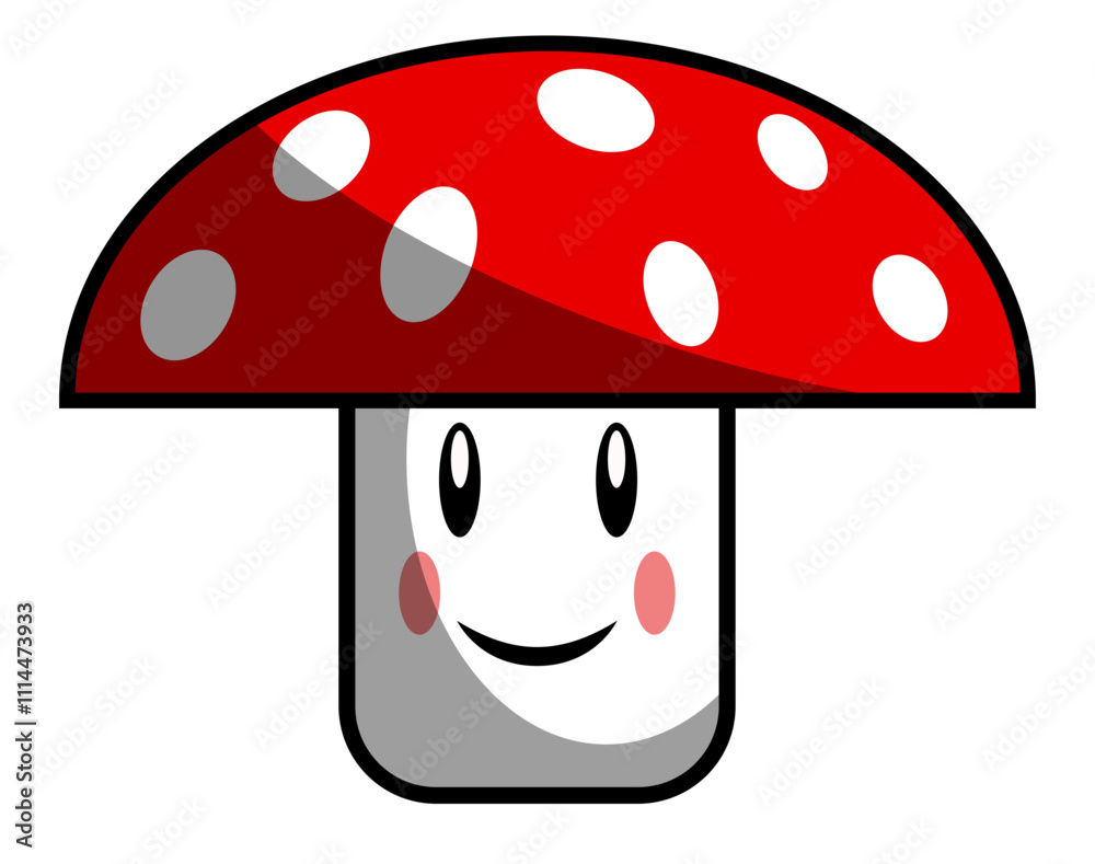 Hongo con cara sonriente con estilo caricatura. Ilustración vectorial ...