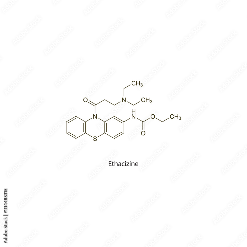 Ethacizine flat skeletal molecular structure Class I antiarrhythmic ...
