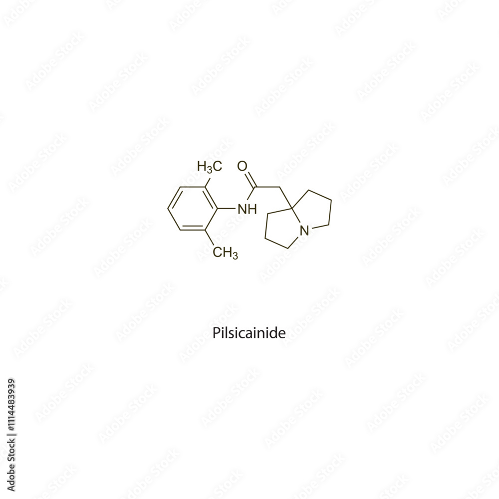 Pilsicainide flat skeletal molecular structure Class I antiarrhythmic ...