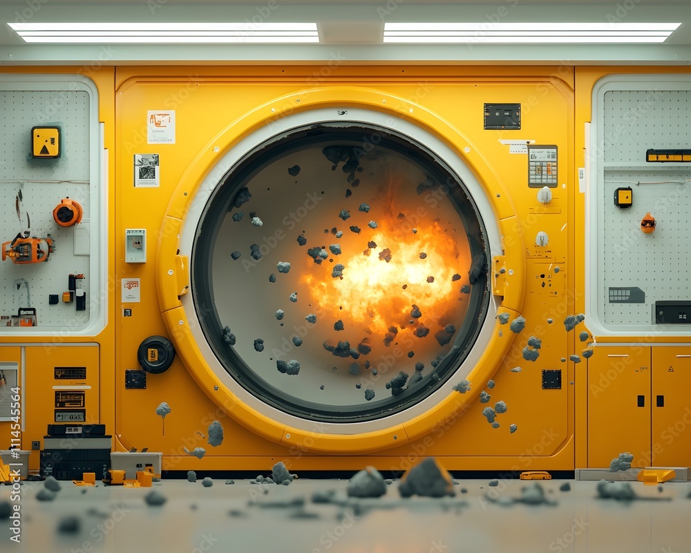 Dramatic explosion in an advanced technology laboratory with modular ...