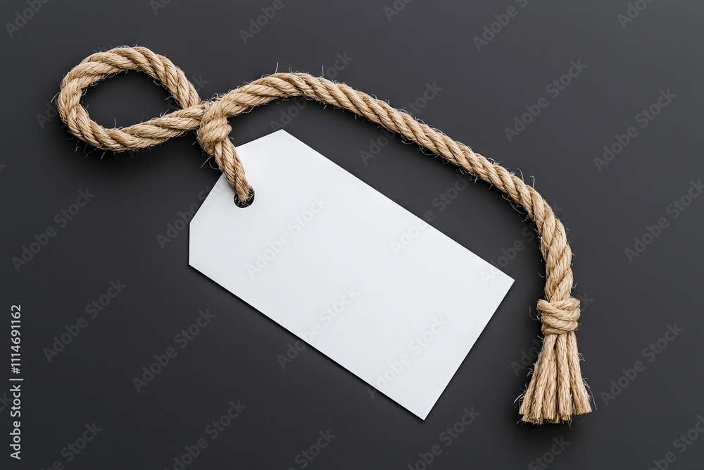 Blank name tag mockup, isolated on black. Simple empty badge hanging on ...