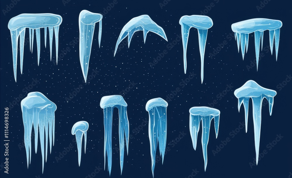 Snow roof cape. Snowfall winter snowdrift border frame collection ...