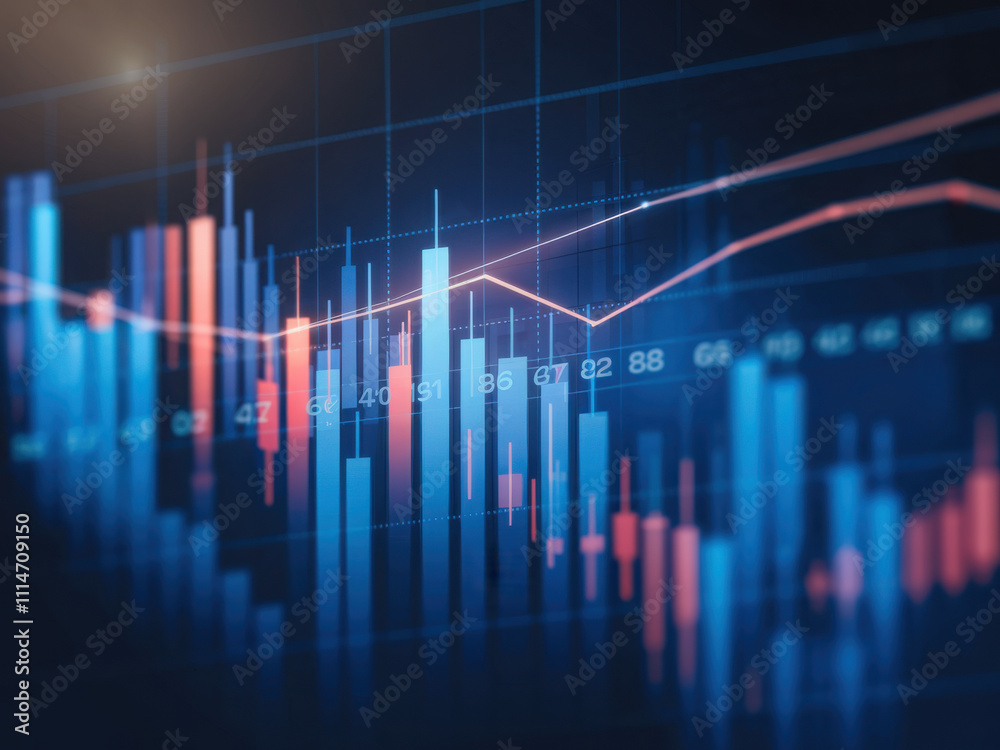 Stock market digital graph chart on LED display concept. A large ...