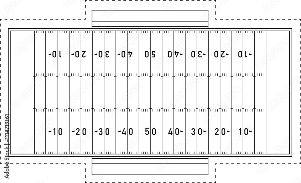 American football field in line style. American Football Pitch Outline ...