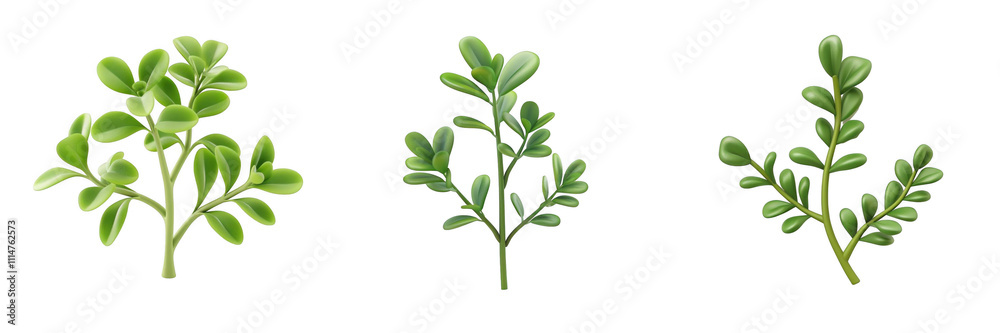 3d render thyme leaf isolated on transparent background Cartoon ...