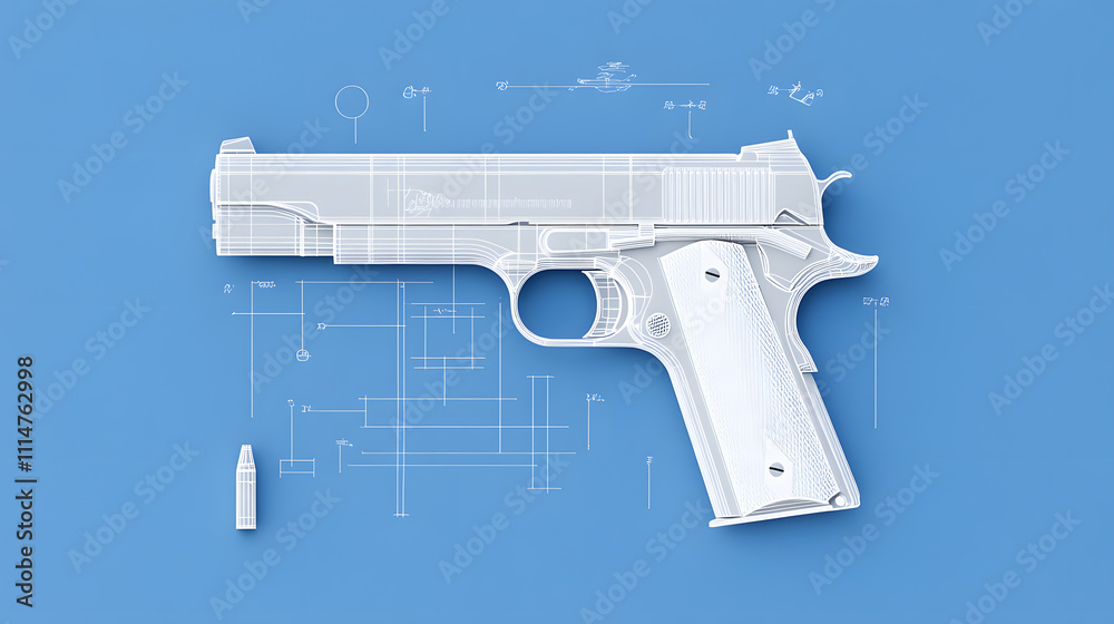 Ilustración de Stock Blueprint of Firearm Parts - Detailed Technical ...