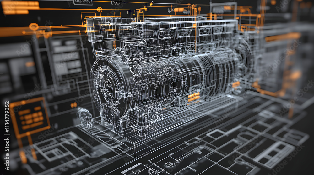 Engineering designer design 3D CAD software program Industrial engine ...