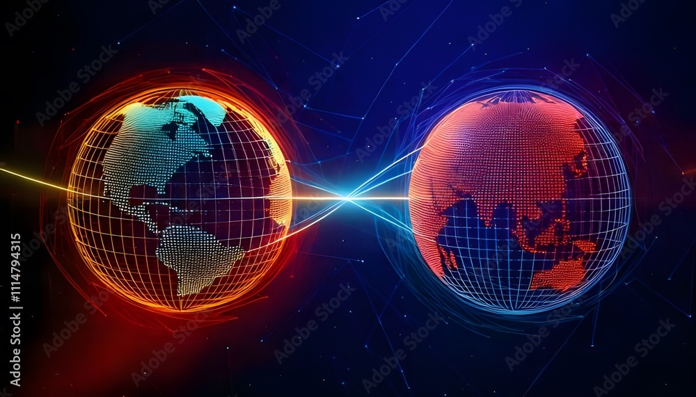 Global network concept. Two World map point.Two Global network planet ...