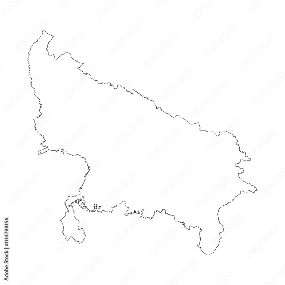Uttar Pradesh state blank outline map Stock Vector | Adobe Stock
