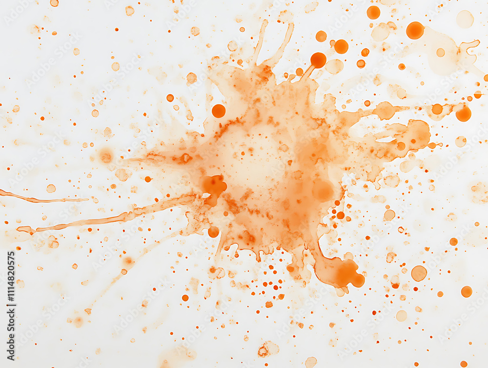 Peach watercolor splash on white background, brown watercolour texture ...