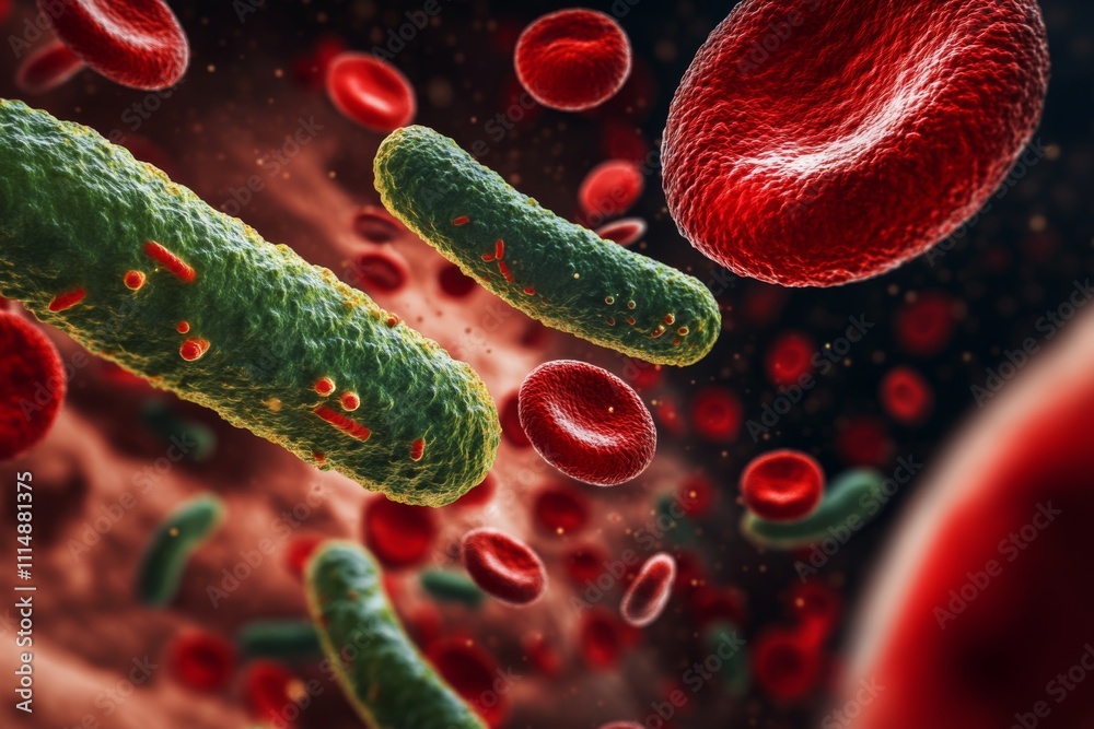 Pathogenic bacteria invade the bloodstream with red blood cells ...