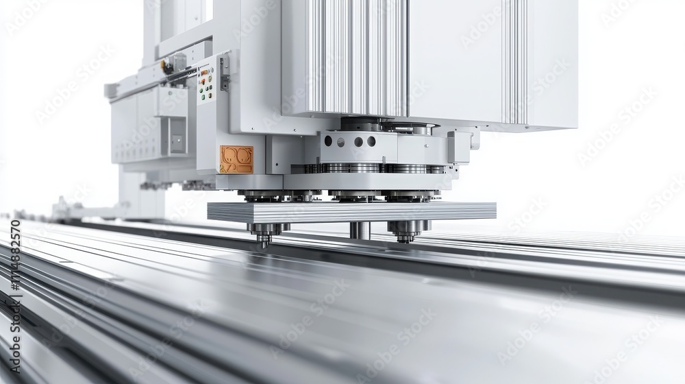 Testing machine bending high-strength metal beam in industrial ...