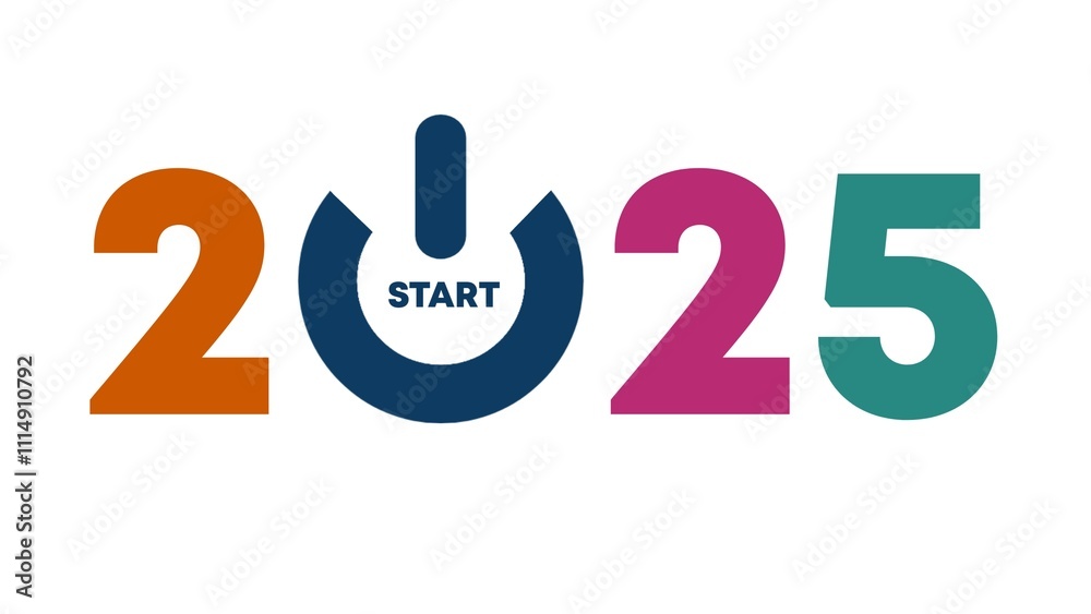 2025 typography design concept. 2025 new year logo design. Start 2025 ...