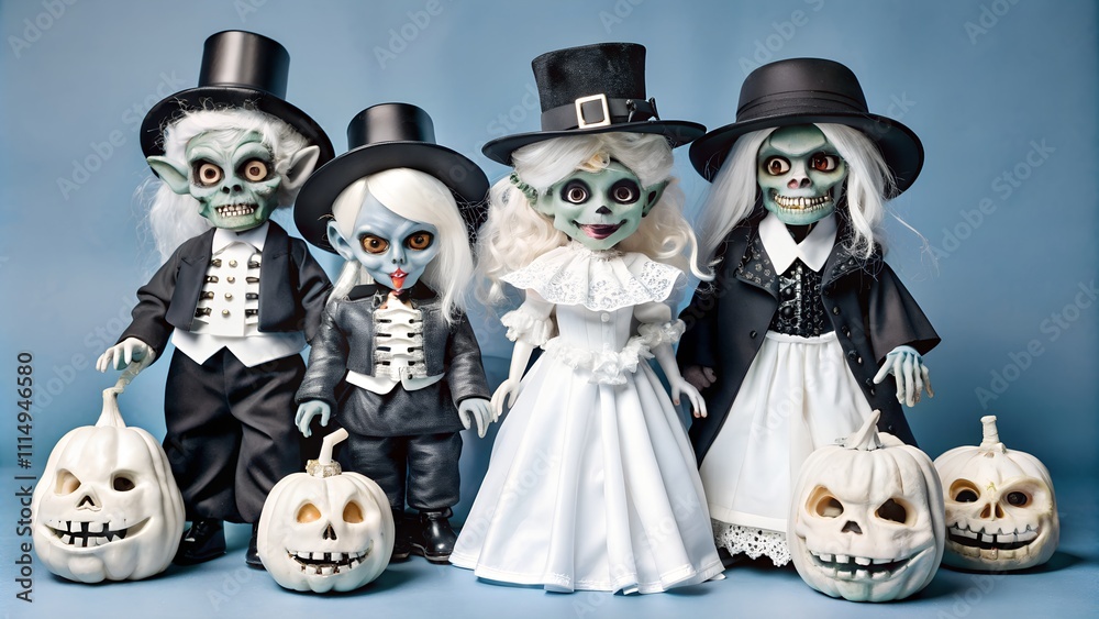 ghouls and goblins gala miniature style in studio background with high ...