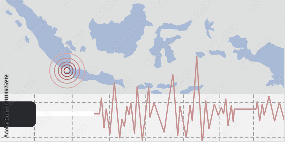 Earthquake theme background with map of Indonesia, natural disaster ...