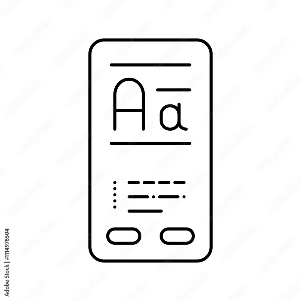 typography ux ui design line icon vector. typography ux ui design sign ...