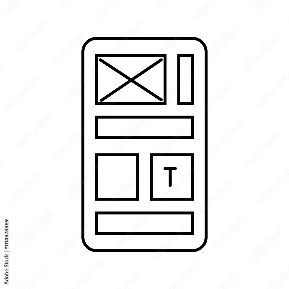 grid system ux ui design line icon vector. grid system ux ui design ...