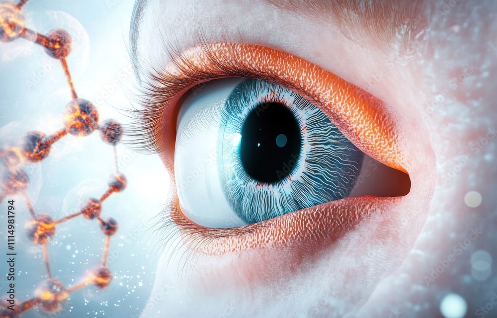 Surreal Human Eye Anatomy with Neural Cells and Molecular Structure ...