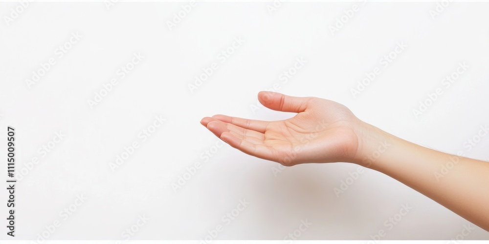 Hand extended in greeting against a plain background highlighting an ...