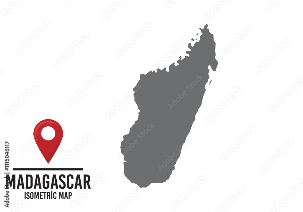 MAdagascar vector map illustration, country map with markings. vector ...