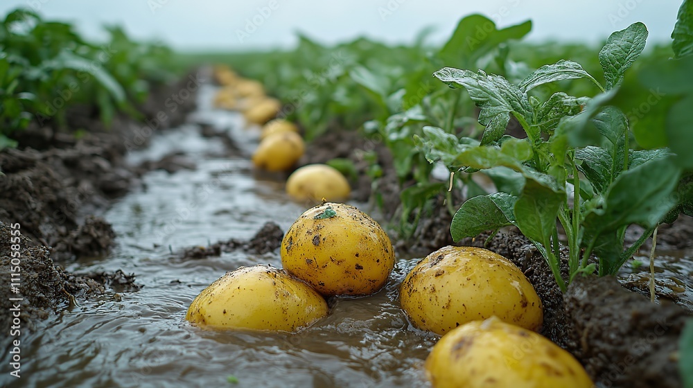 Heavy rains have destroyed a potato crop, leaving the produce to rot in ...