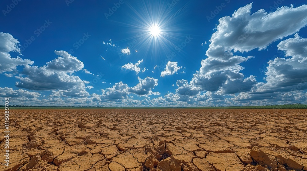Illustration Stock The cracked land under a hot sunny sky is a direct ...