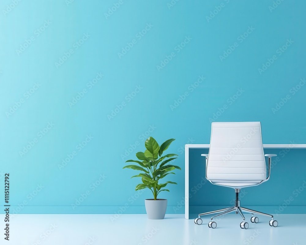 Executive workspace with clean lines, a single plant and no clutter ...