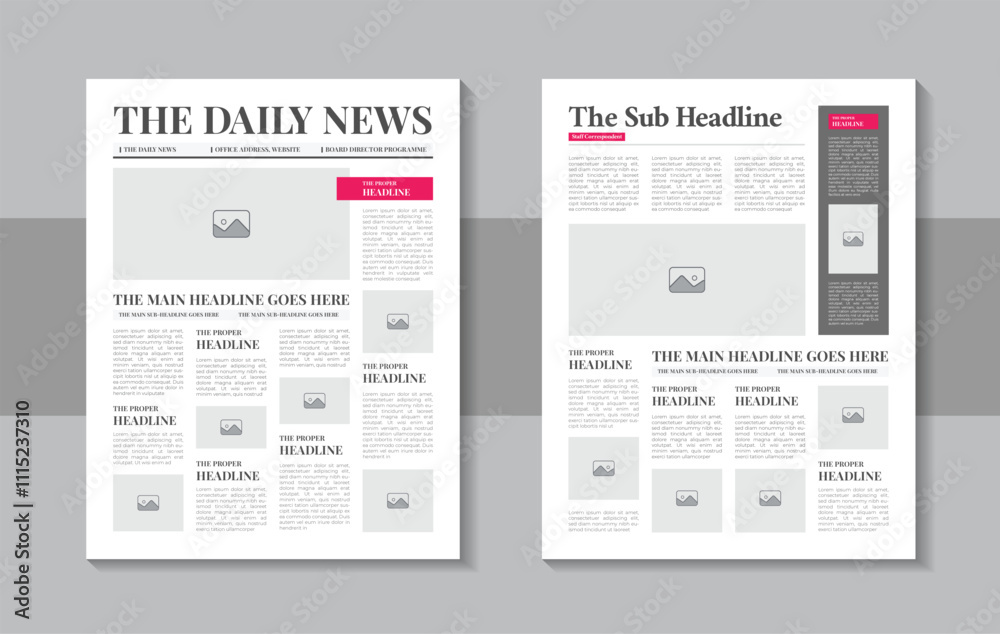 Daily newspaper journal design template, classic newspaper layout or ...