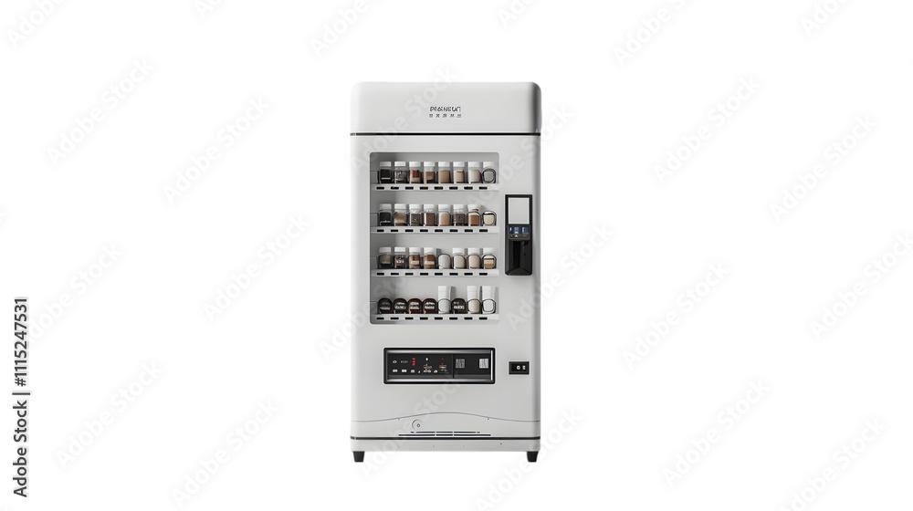Blank white coffee vending machine mockup, side view isolated on a ...