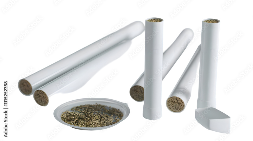 Blank white weed joint tube mockup, side view isolated on a transparent ...