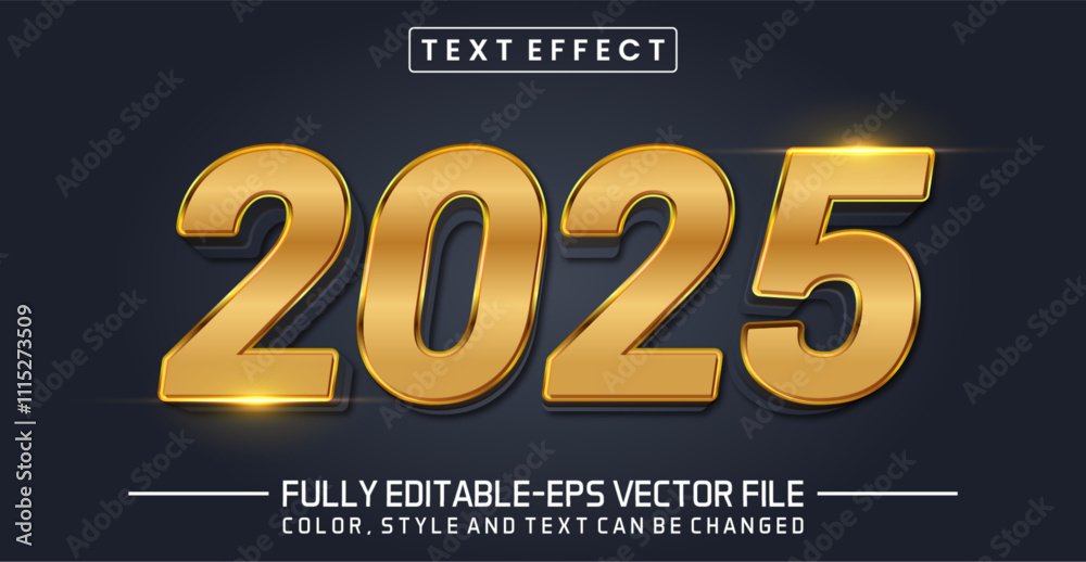 2025 font Text effect editable Stock Vector | Adobe Stock