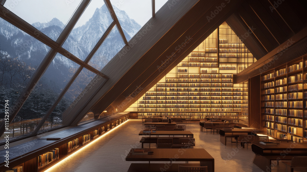 Modern Library Inspired by Traditional Korean Ondol Design Stock Photo ...